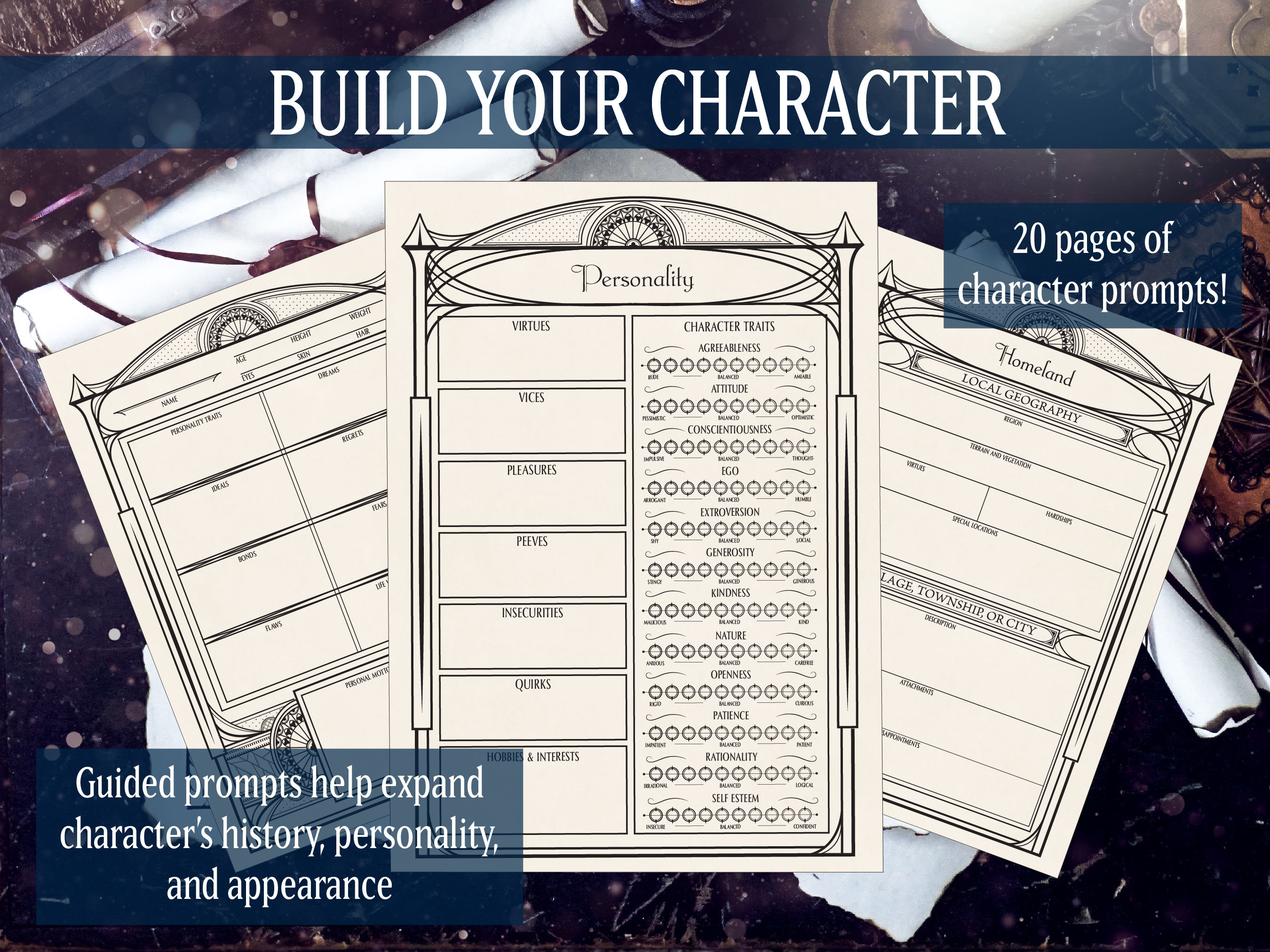 DND Character Sheet Journal 5e, Customizable Printable Journal, Gothic ...