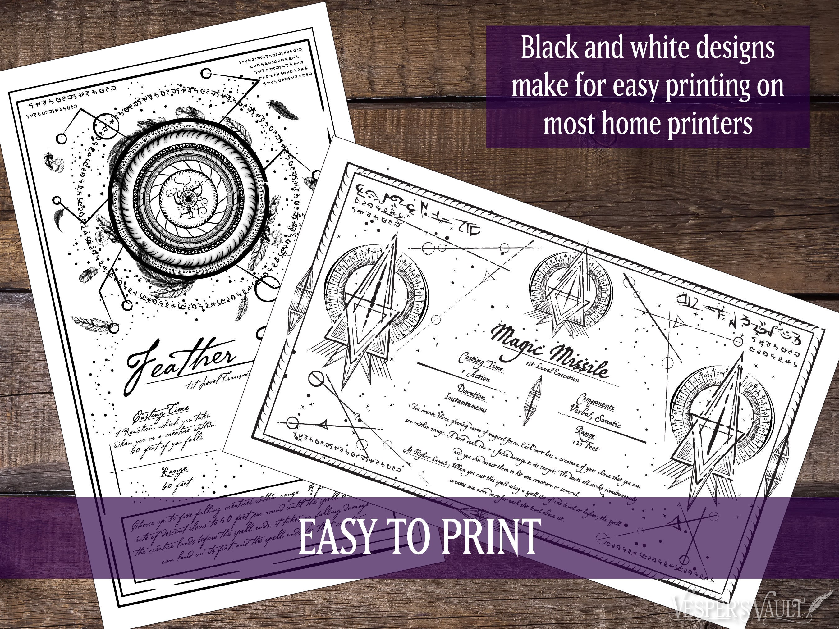 DND Printable Spell Scrolls: Black & White Magic Prop (set 1) (digital ...