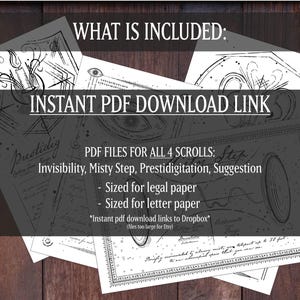 DND Printable Spell Scrolls, Dungeon Master TTRPG Prop, Black & White Design, Set 4 ...