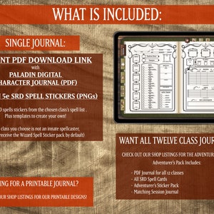 DND Paladin Digital Character Journal, Dungeons and Dragons 5e, Spell ...