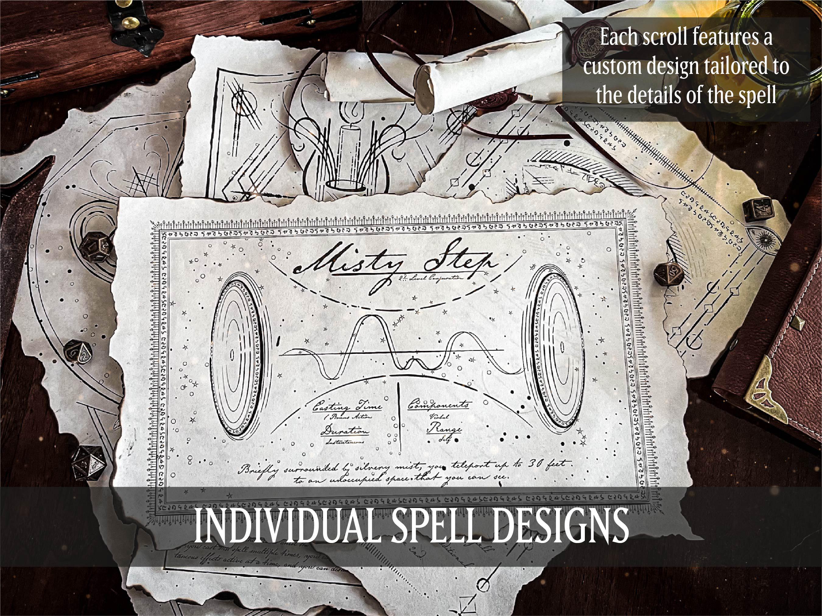 DND Printable Spell Scrolls, Dungeon Master TTRPG Prop, Black & White ...