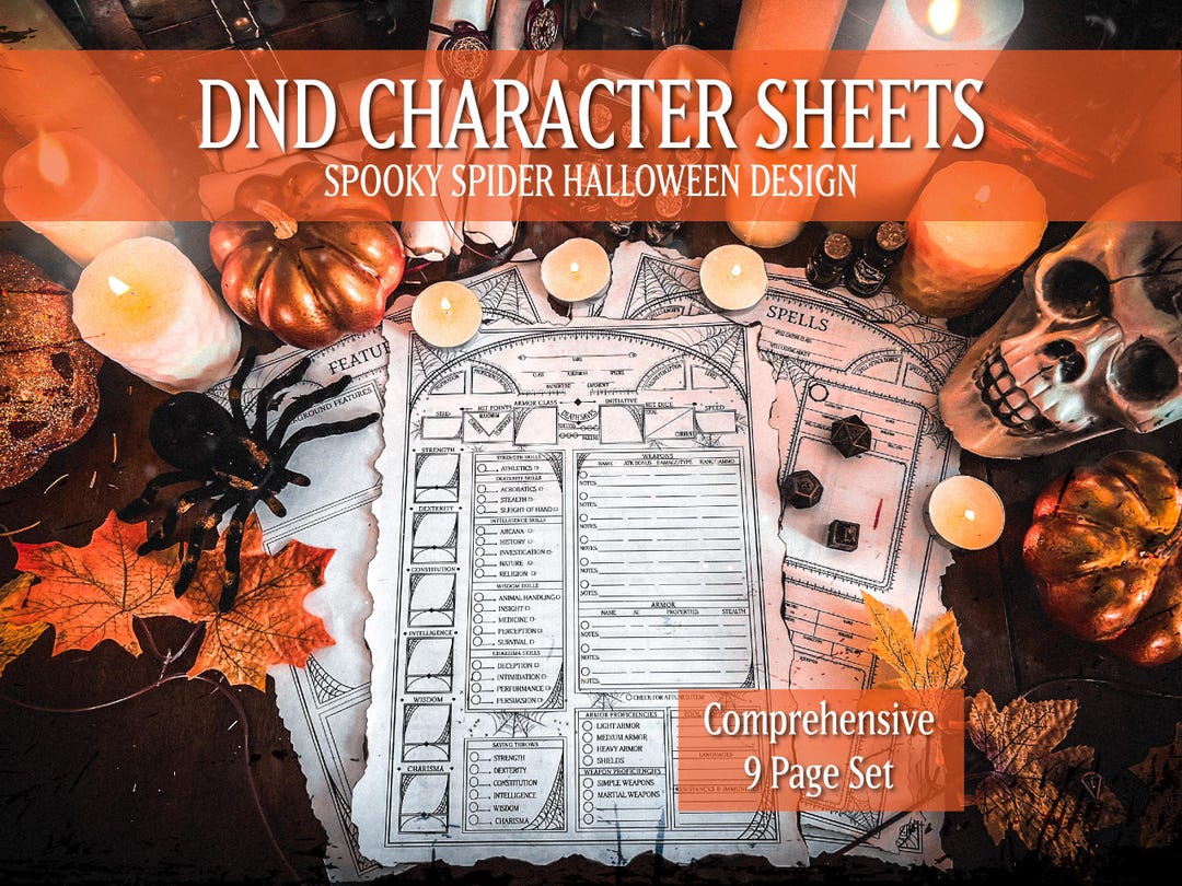 Spooky Spider DND Character Sheets: Halloween Campaign Binder (instant ...