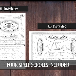 DND Printable Spell Scrolls, Dungeon Master TTRPG Prop, Black & White ...
