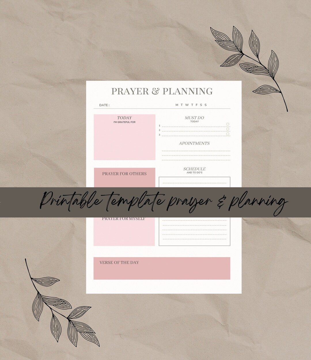 Printable Daily Prayer & Planning - Etsy