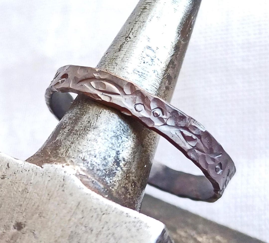 Hammered Stacking Ring, Brutalist Ring, Patina Copper Ring, Distressed ...