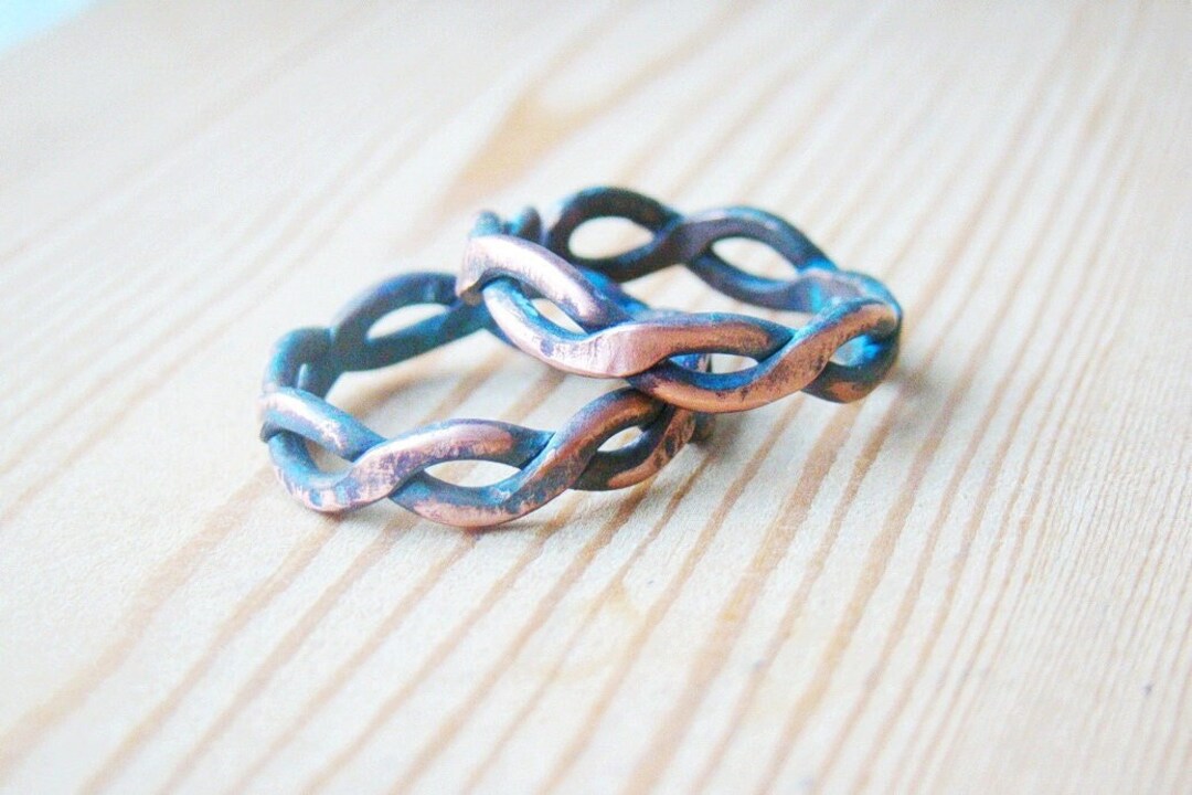 Celtic Rings Set, Infinity Ring Couple, Patina Copper, Men and Womens ...