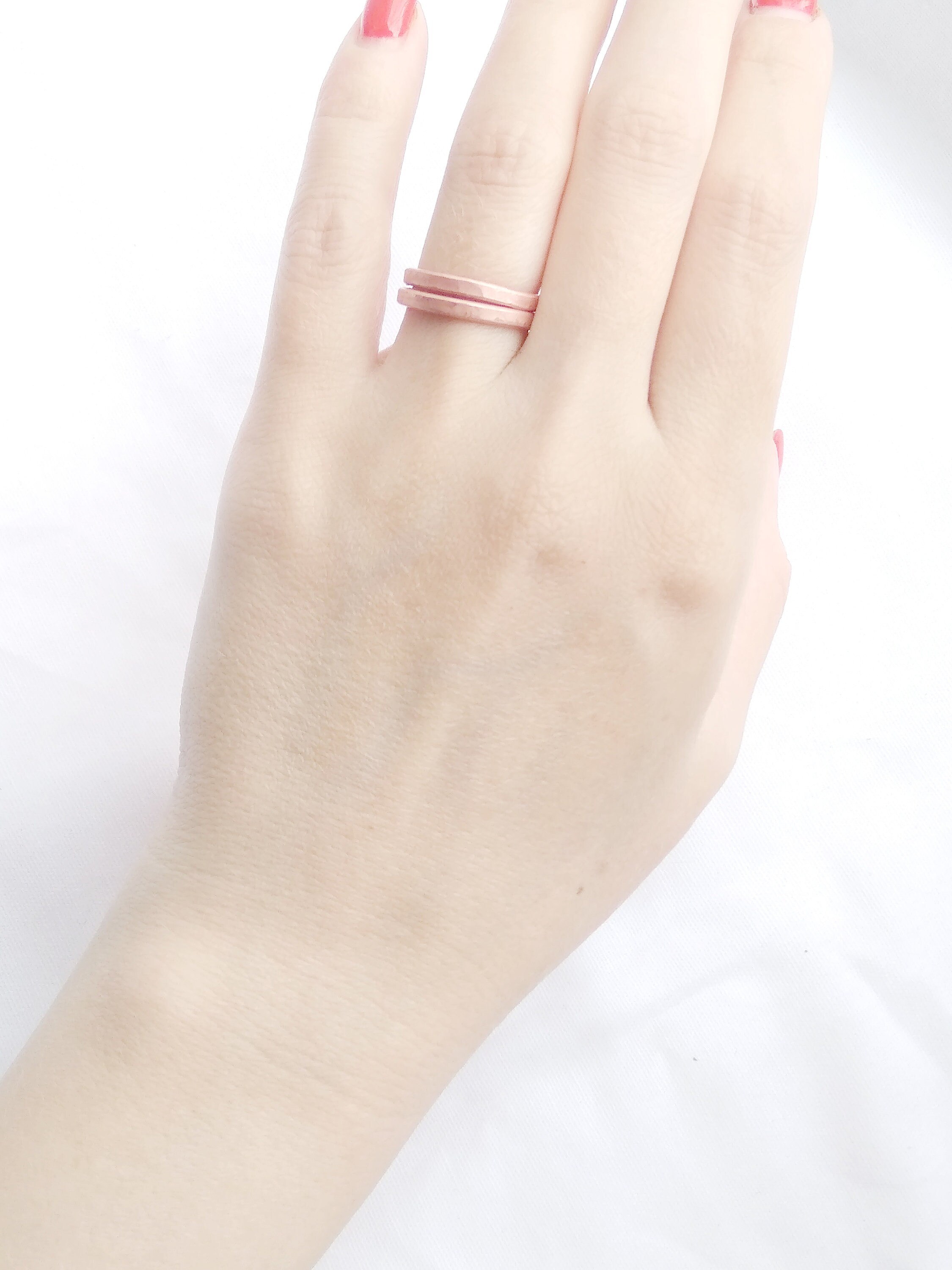 Statement Rings, Two Ring Set, Simple Minimalist Rings, Rose Gold Color ...