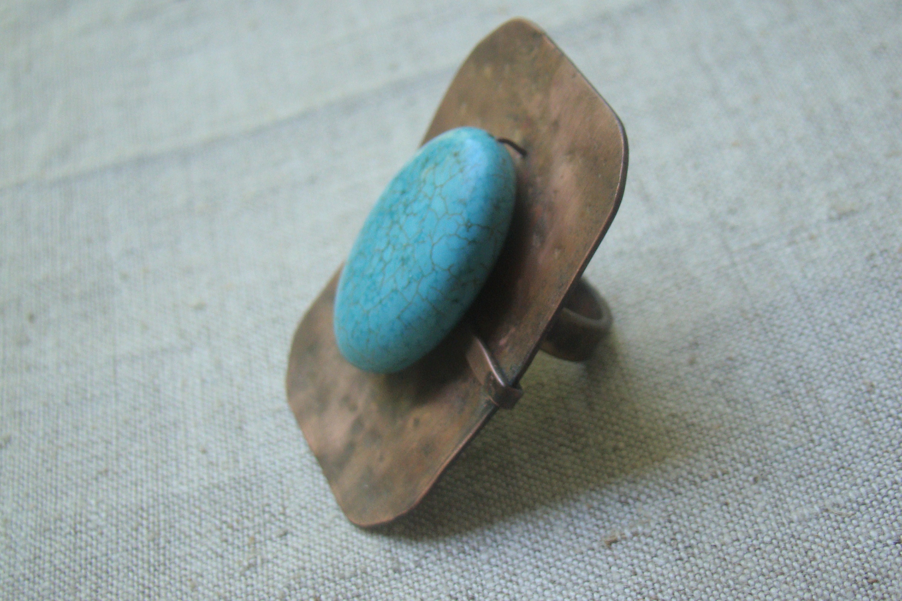 Turquoise Ring for Women, Adjustable Ring, Boho Ring, Large Gypsy Ring ...