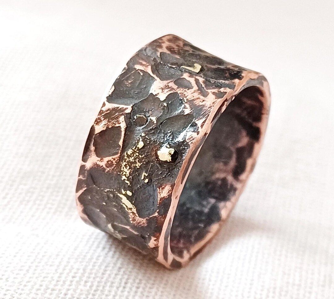 Lava Rock Ring, Molten Ring, Custom Engraved Ring, Rustic Mens Wedding ...