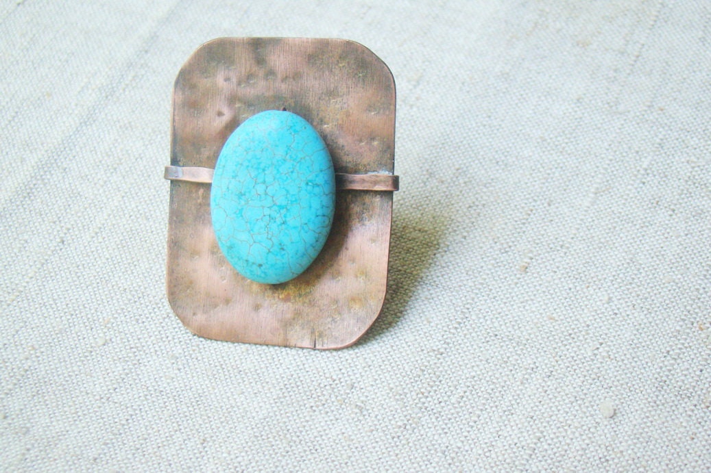 Turquoise Ring for Women, Adjustable Ring, Boho Ring, Large Gypsy Ring ...