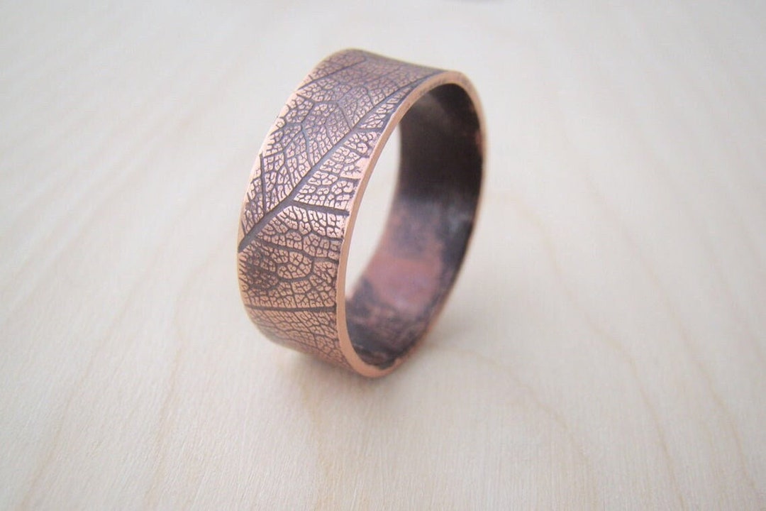 Mens Ring Leaf Texture, Women Ring, Leaf Engagement Ring, Wide Band ...