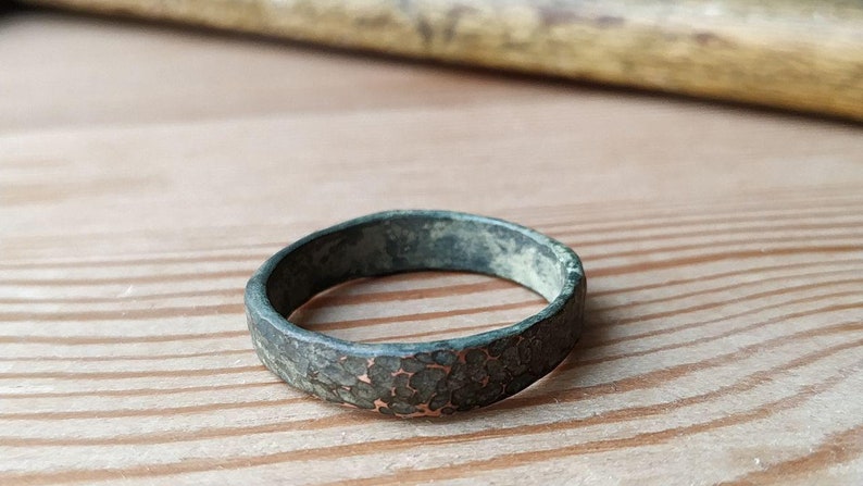 Mens Ring Silver, Size 10 Black Mens Thin Ring, Forged Men Women ...