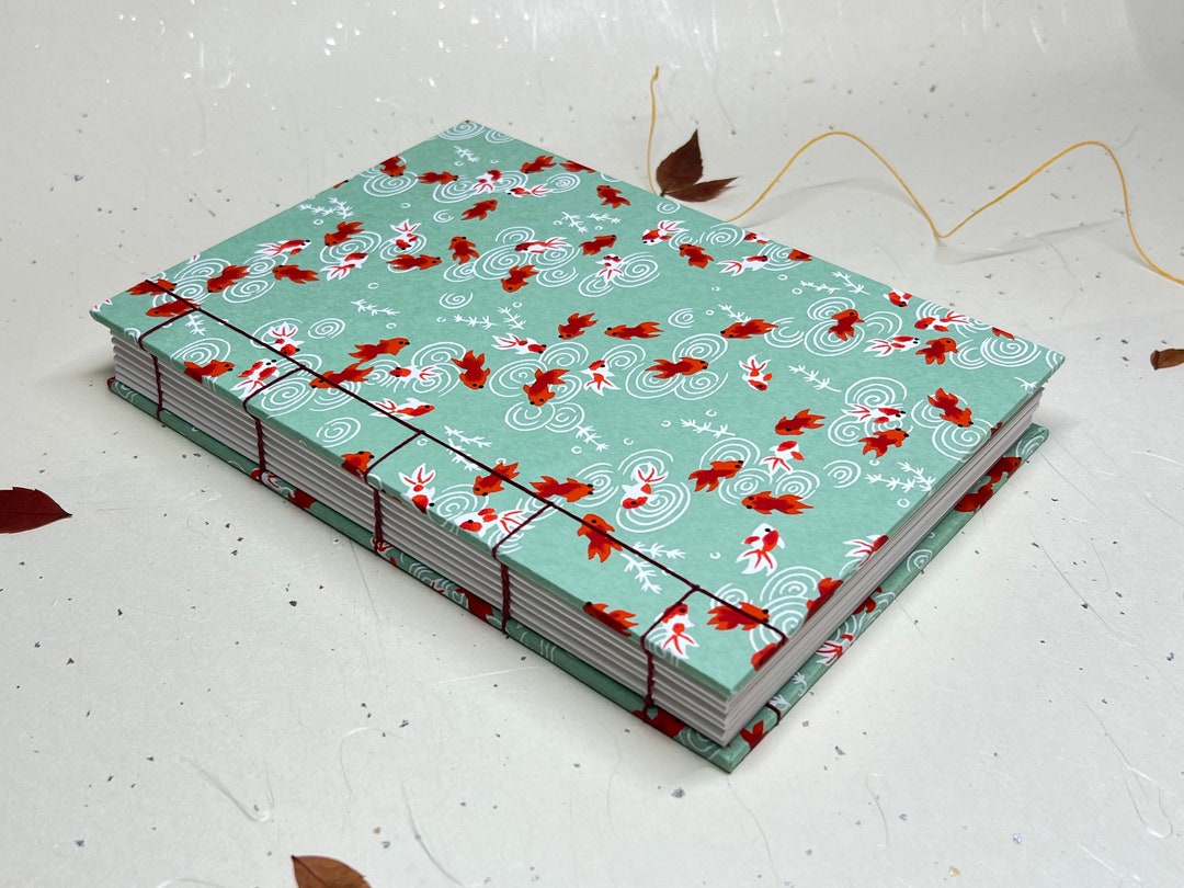 A5 Handmade Coptic Stitch Book in Japanese Chiyogami Yuzen Paper / Koi ...