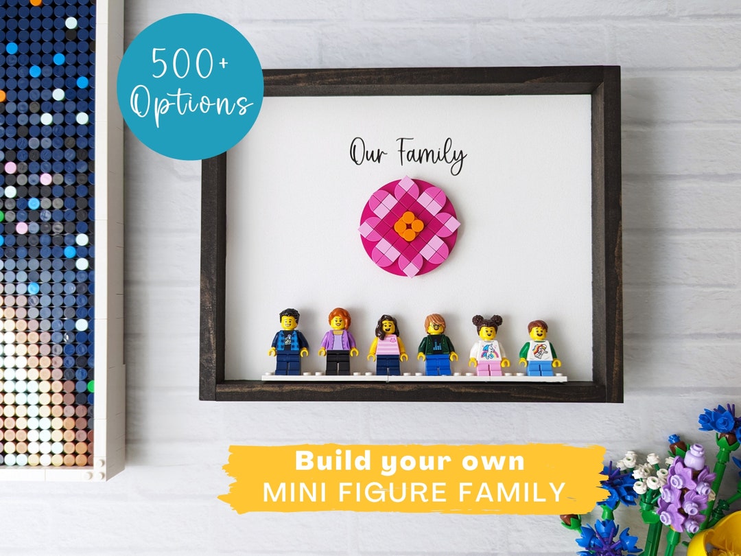 Custom Brick Figures, Personalized Family Name Sign, Pink Dahlia Flower ...