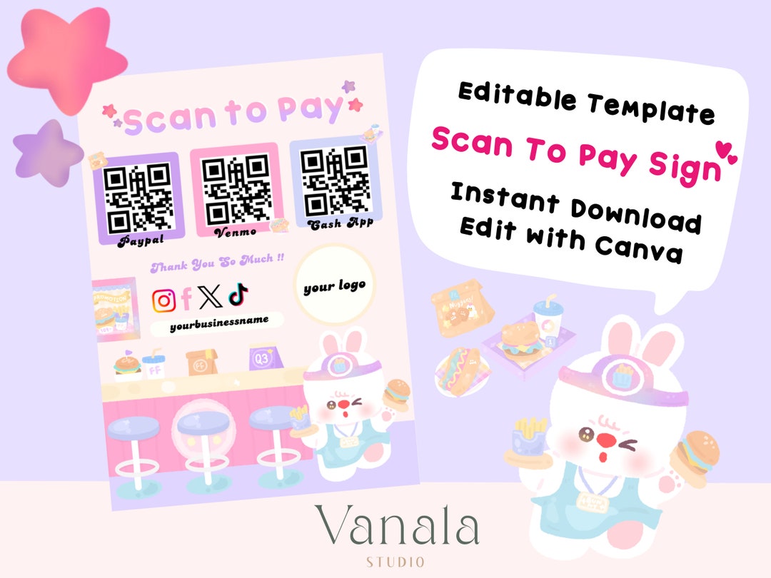 Editable Scan to Pay QR Code Payment Sign Template Social Media ...