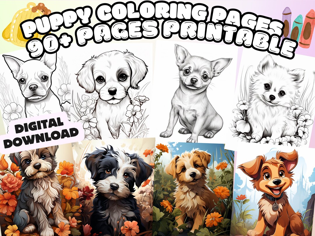 Puppy Coloring Pages , Cute Dog Coloring Sheet , Adults Coloring Pages ...