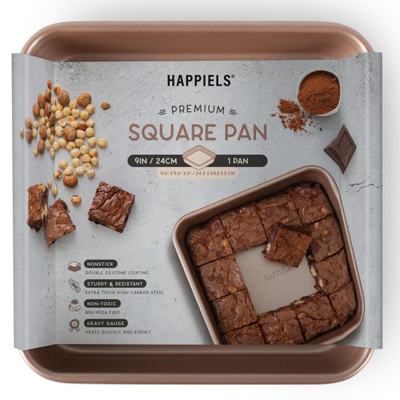 HAPPIELS Nonstick 9x9 Baking Pan PFOA BPA Free Non Toxic 9 X 9 Inch Cake Brownie Pan Best Nontoxic Square 9x9 Inches Pans for Baking Etsy UK