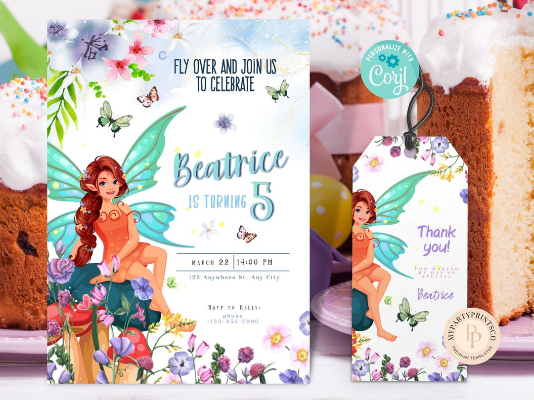 Fairy Birthday Invitation Fairy Party Invite Editable Birthday ...