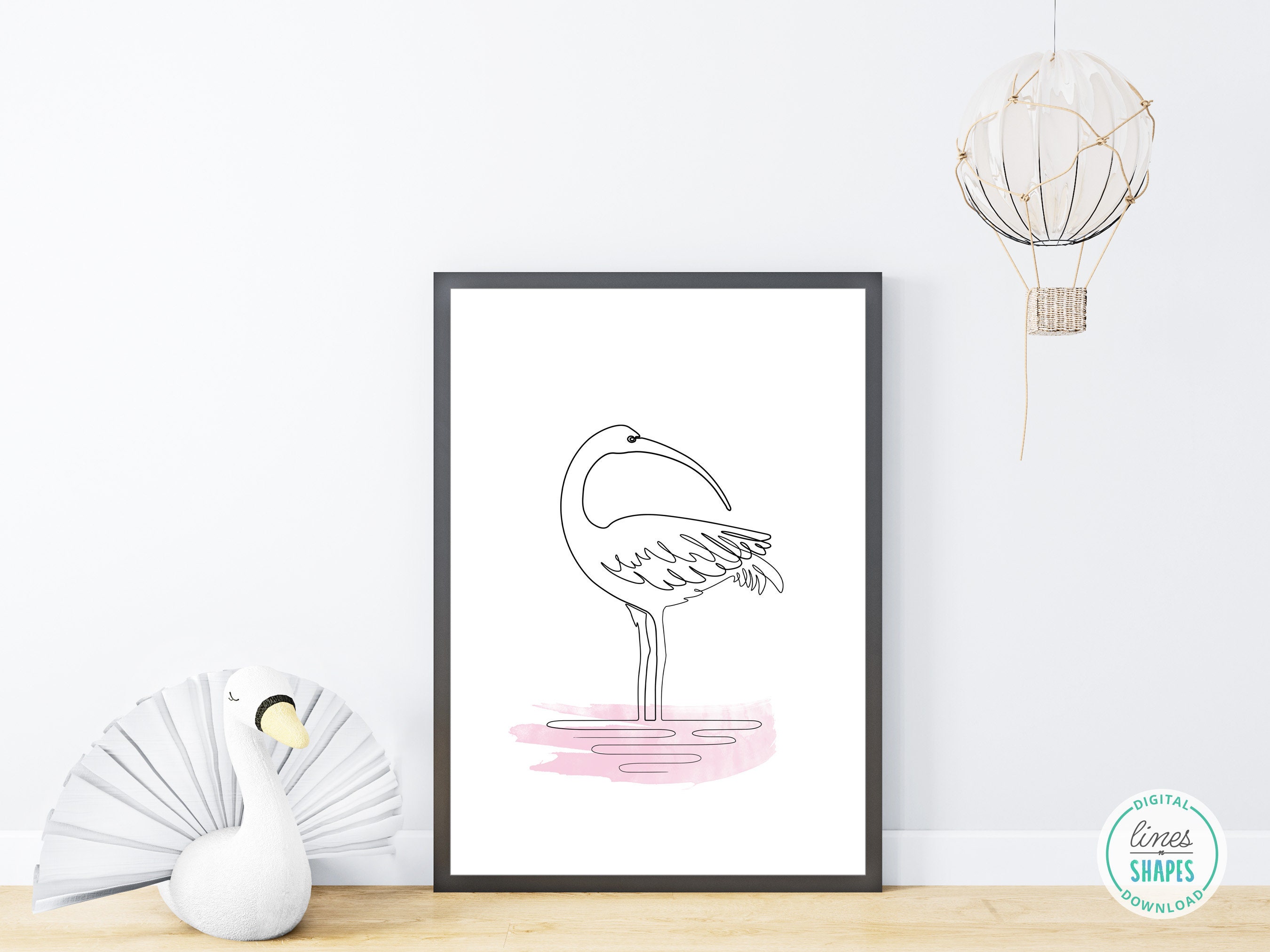 Minimalist Continues Line Art, Abstract Ibis Drawing, Wading Bird Wall ...