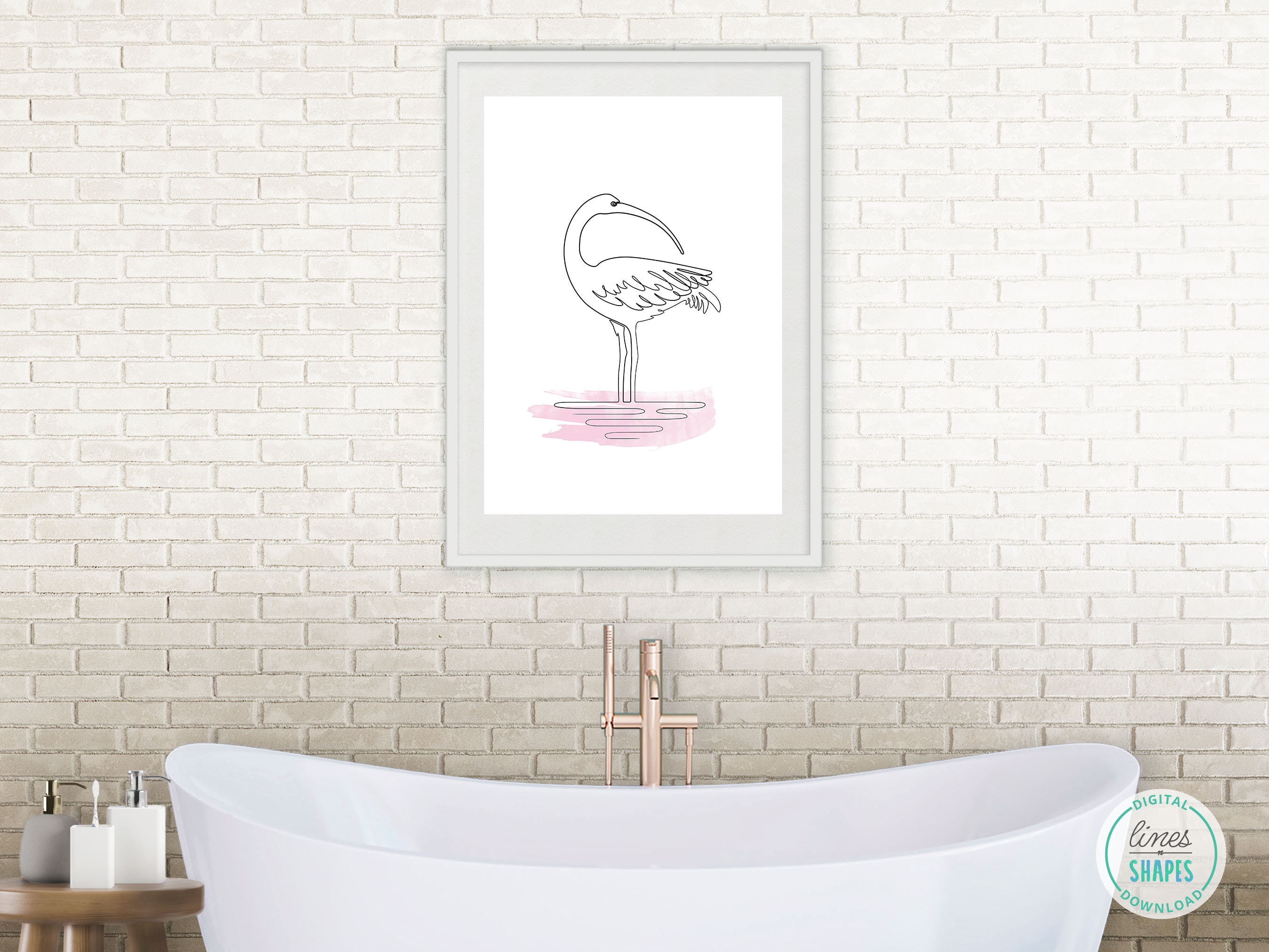 Minimalist Continues Line Art, Abstract Ibis Drawing, Wading Bird Wall ...