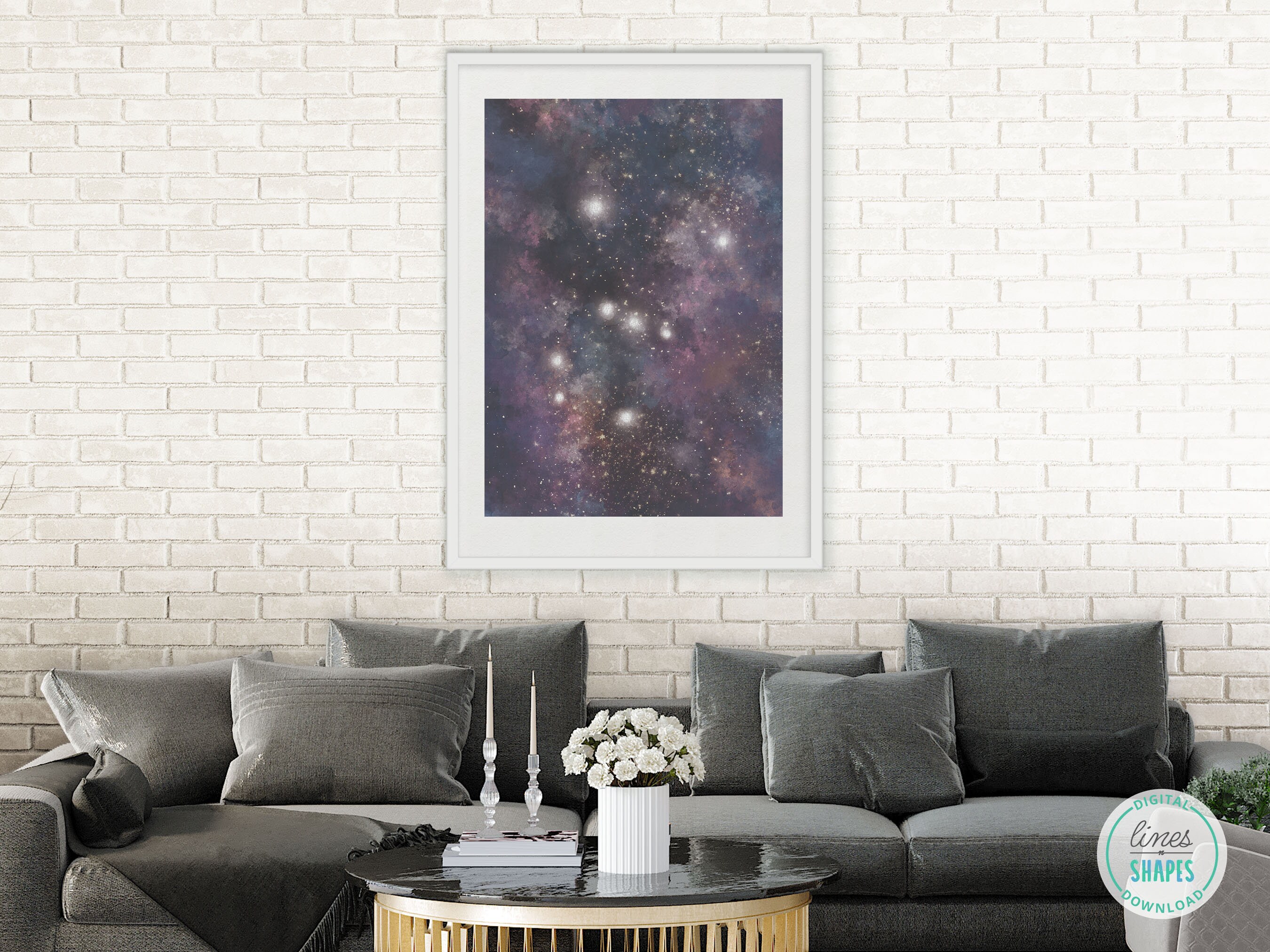 Watercolor Art Printable, Orion Constellation Print, Starry Night Sky ...