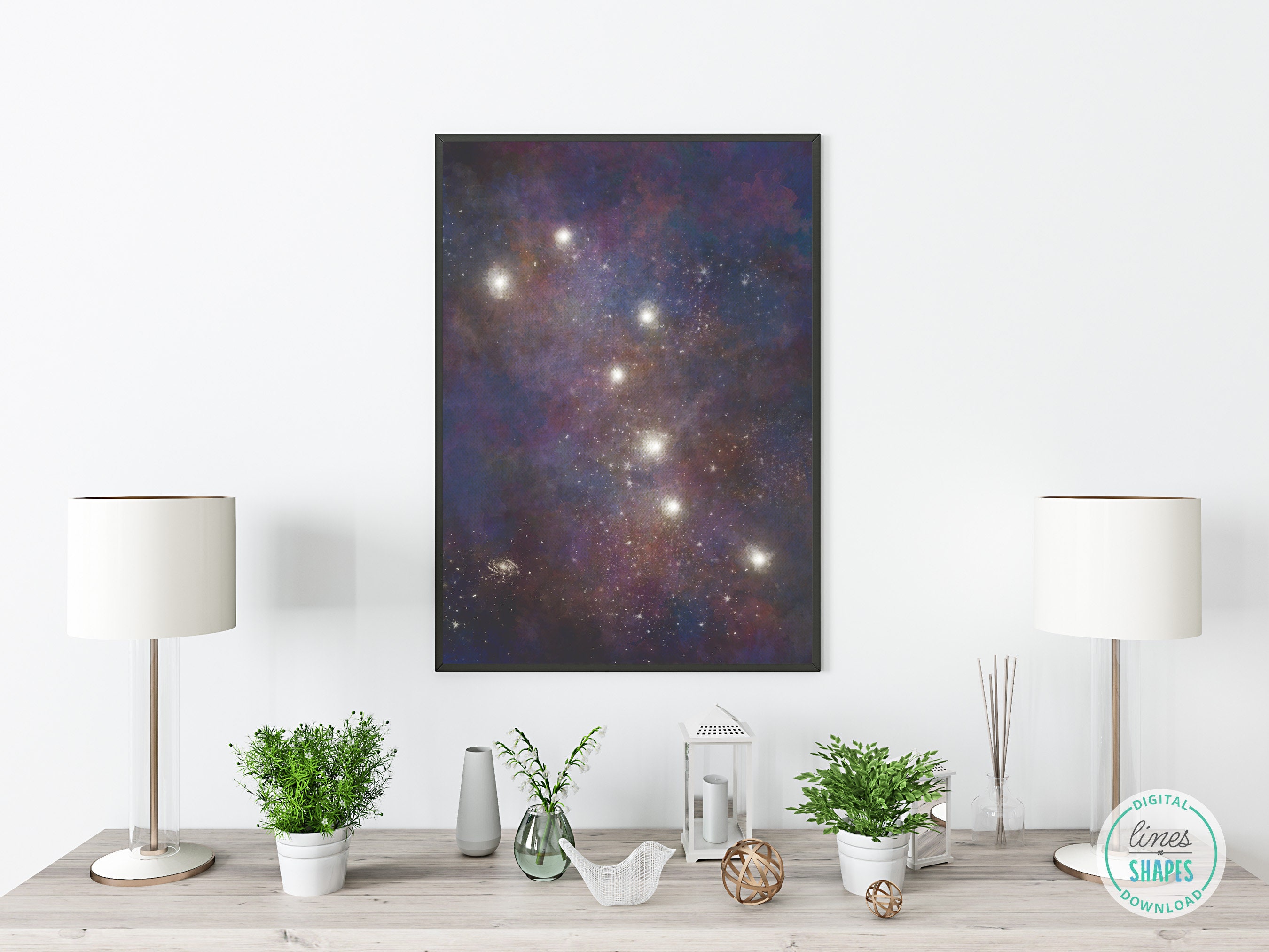 Watercolor Art Printable, Ursa Major Constellation Print, Starry Night ...