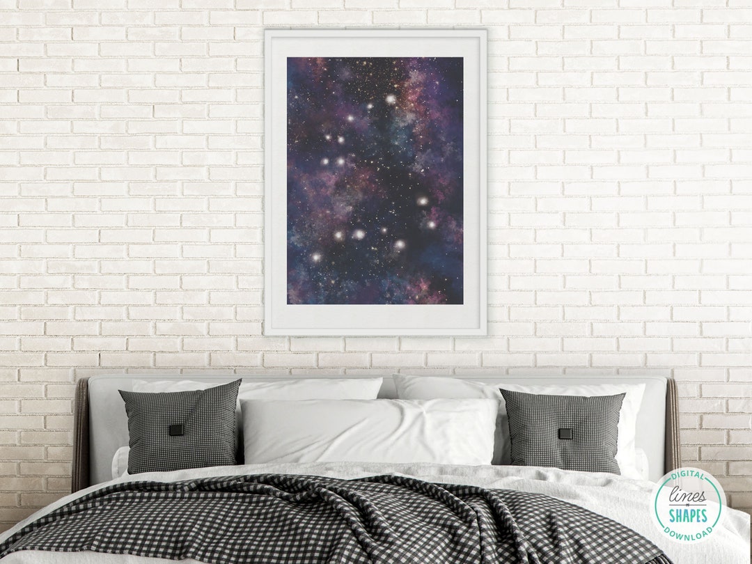 Watercolor Art, Ursa Major & Ursa Minor Constellation Print, Starry ...