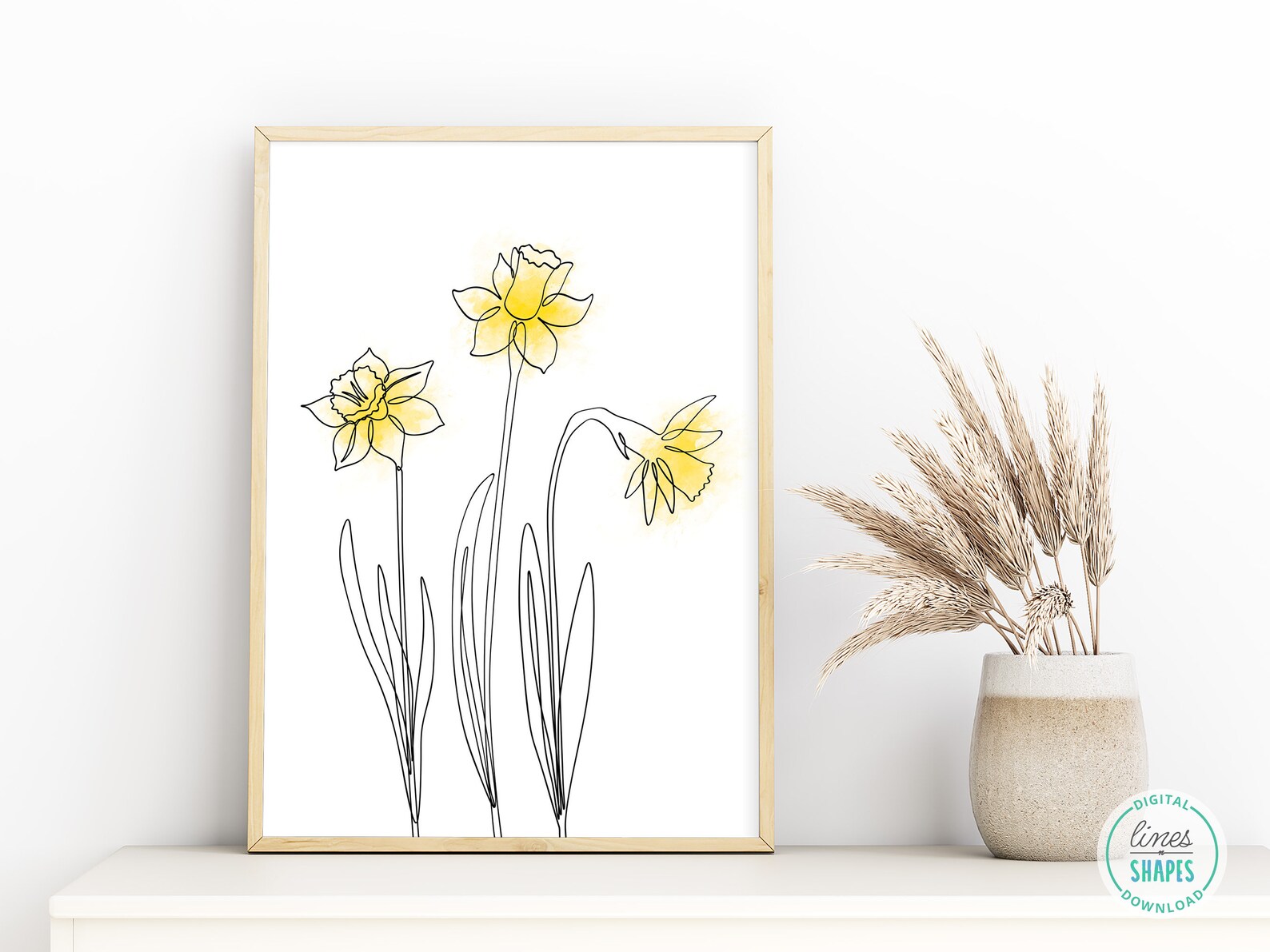 Minimalist One Line Art Print, Daffodils Wall Art, Spring Flowers Line ...