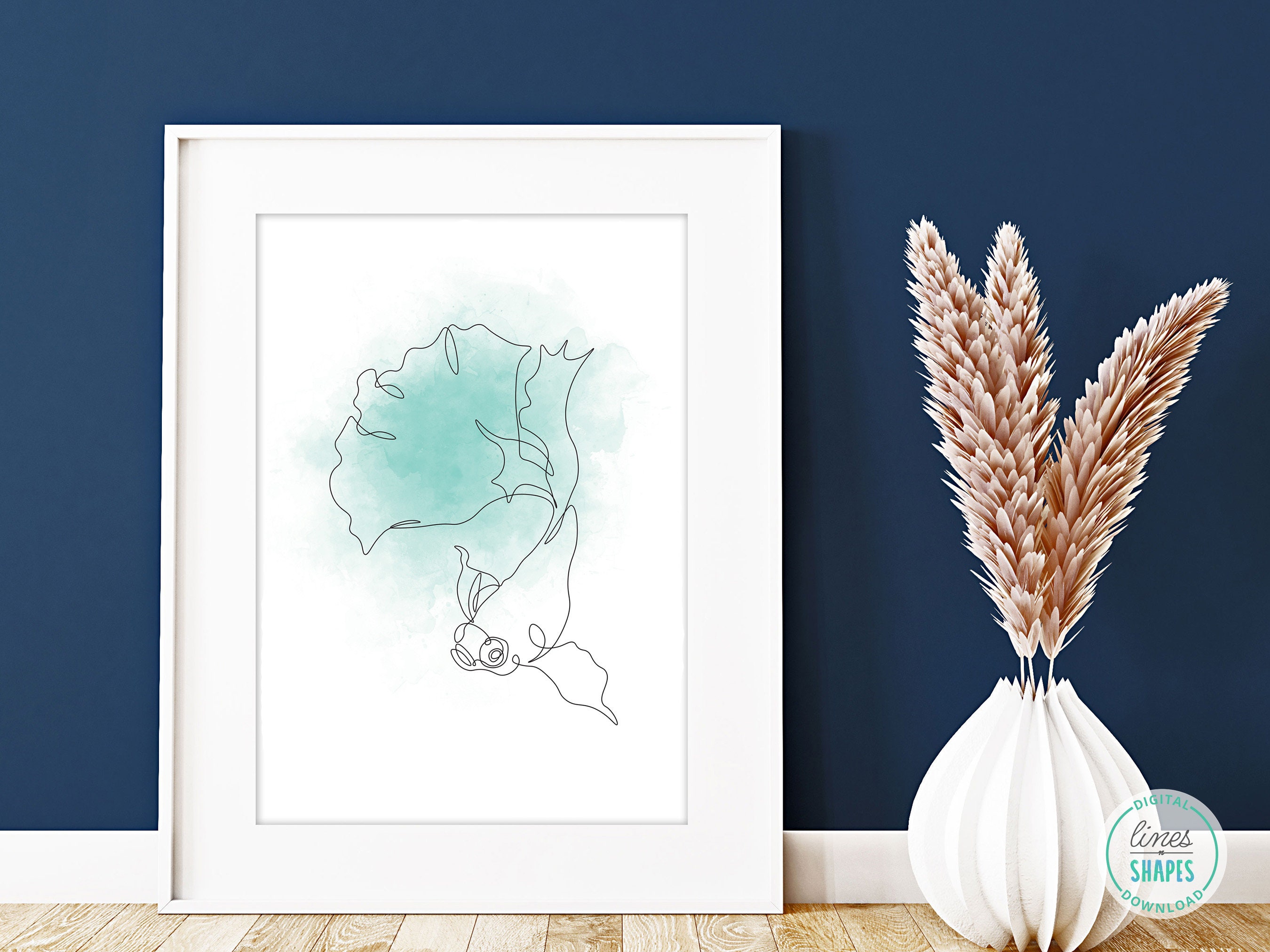 Minimal One Line Art Print, Exotic Fish Drawing, Sea Creature Wall Art ...