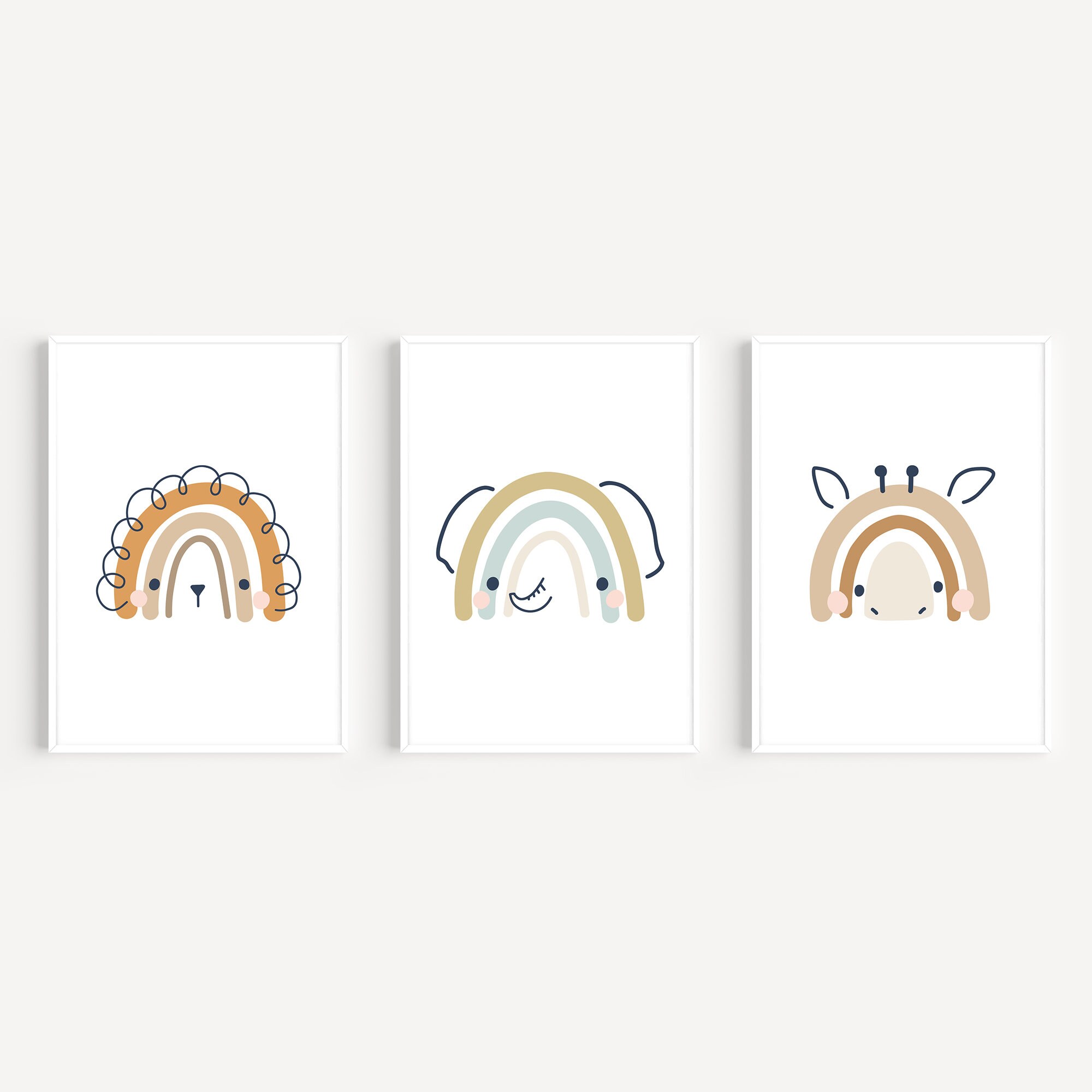 Boho Safari Animals Nursery Prints Set of 3, Neutral Nursery Prints ...