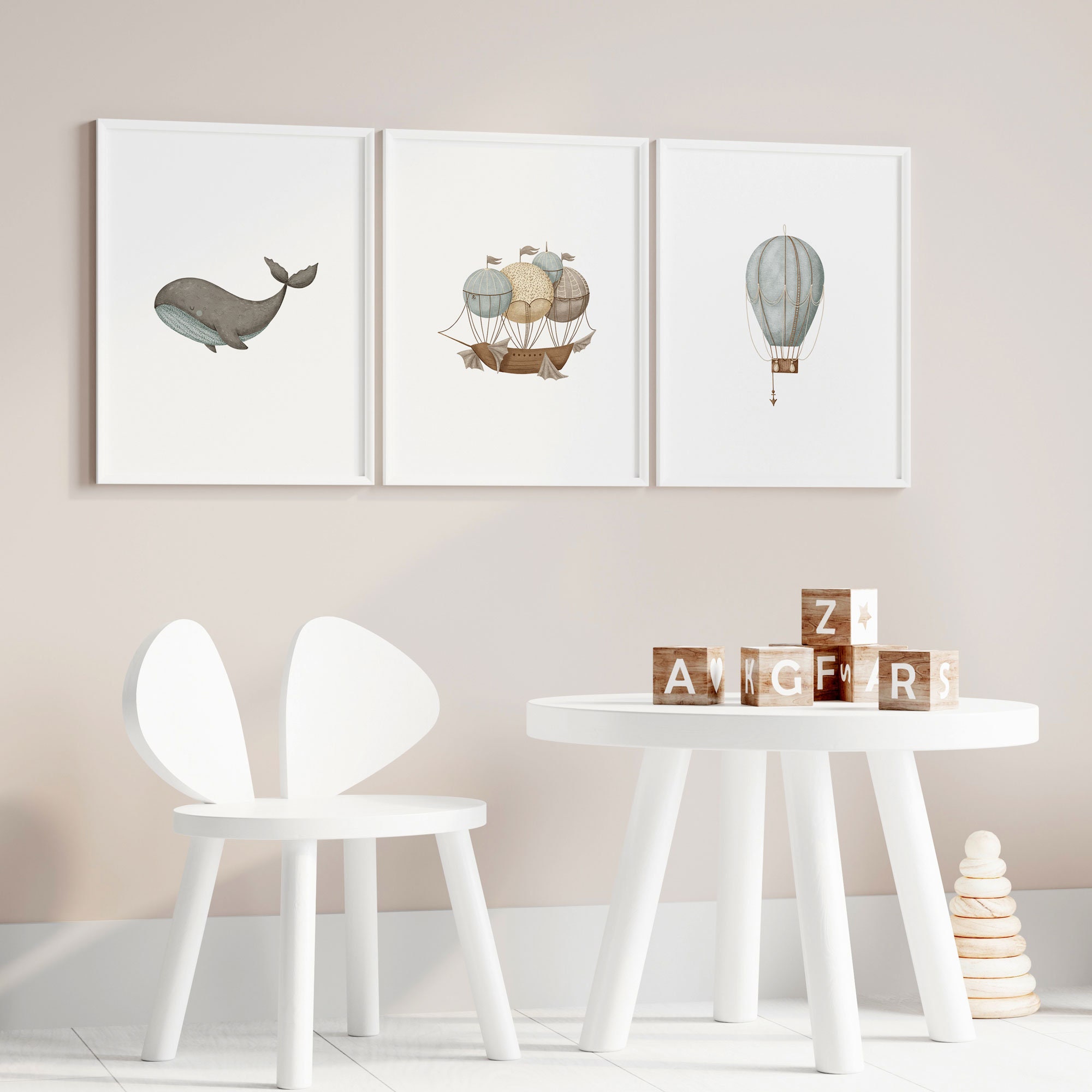 Neutral Nursery Prints Set of 3, Gray Nursery Prints, Nursery Wall Art ...