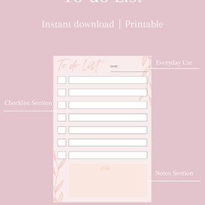 Printable to Do List — PDF Planner Checklist — Task Lists — Instant ...