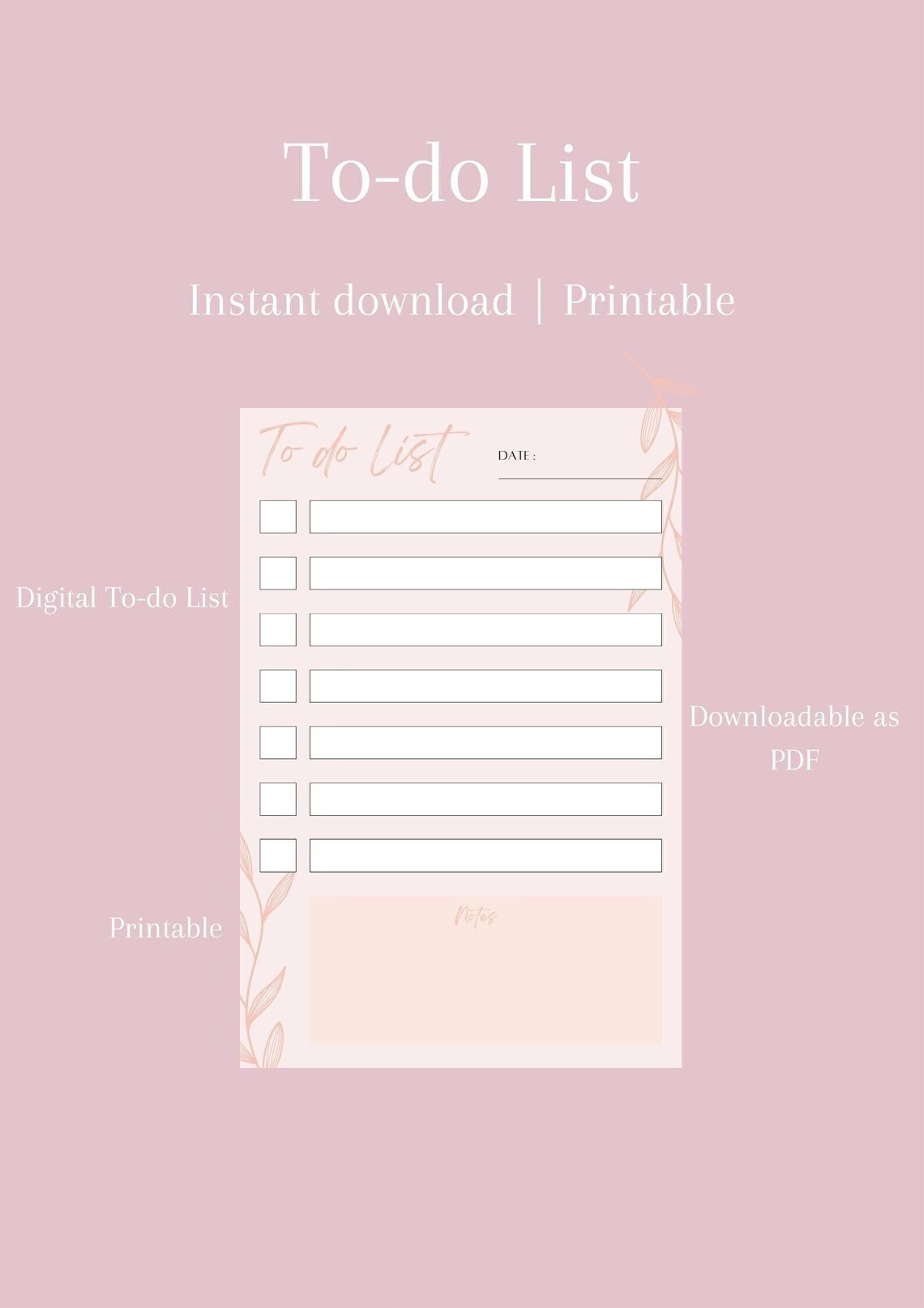 Printable to Do List — PDF Planner Checklist — Task Lists — Instant ...