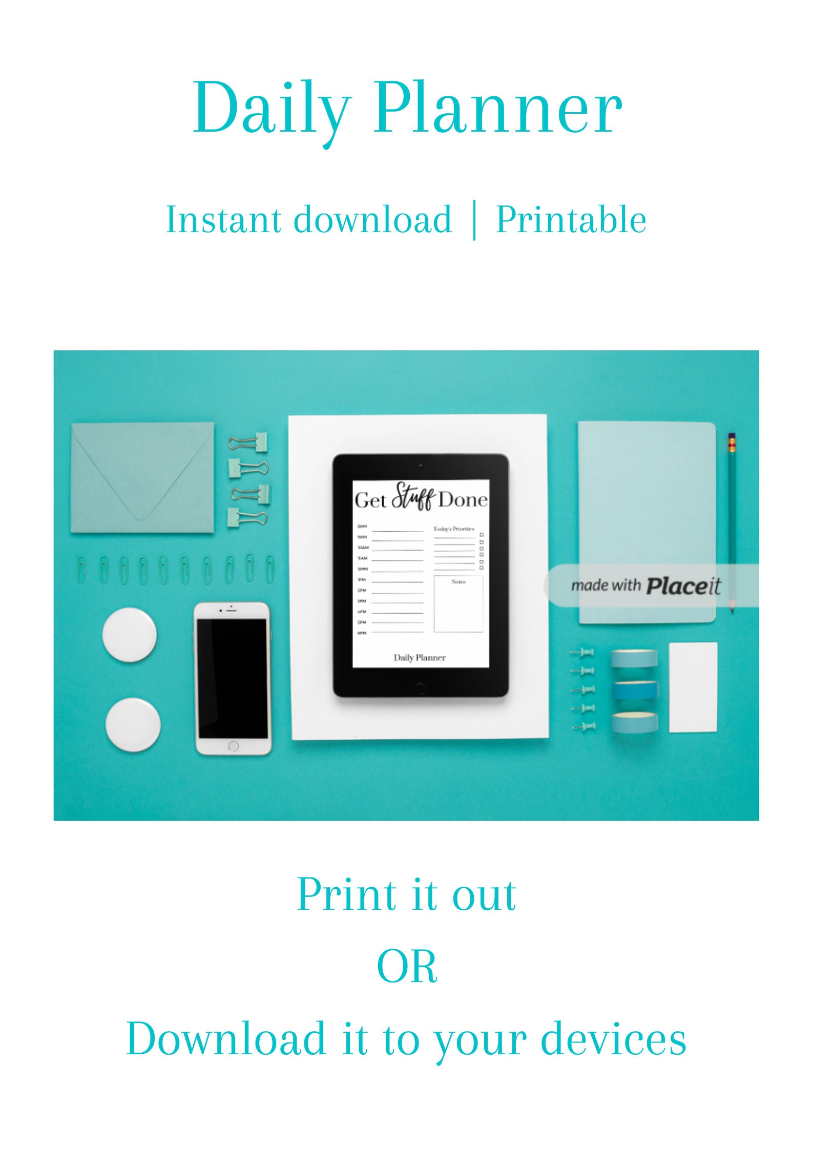 Black and White Daily Planner Instant Download PDF Printable Digital ...