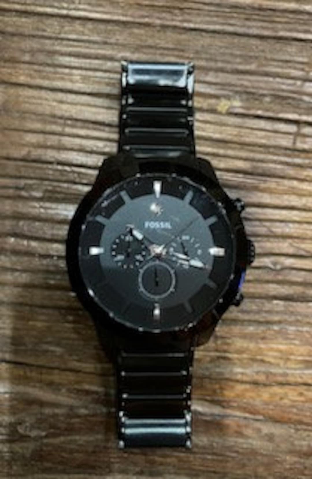 Mens Black Fossil Watch W/ Diamond Accent - Etsy