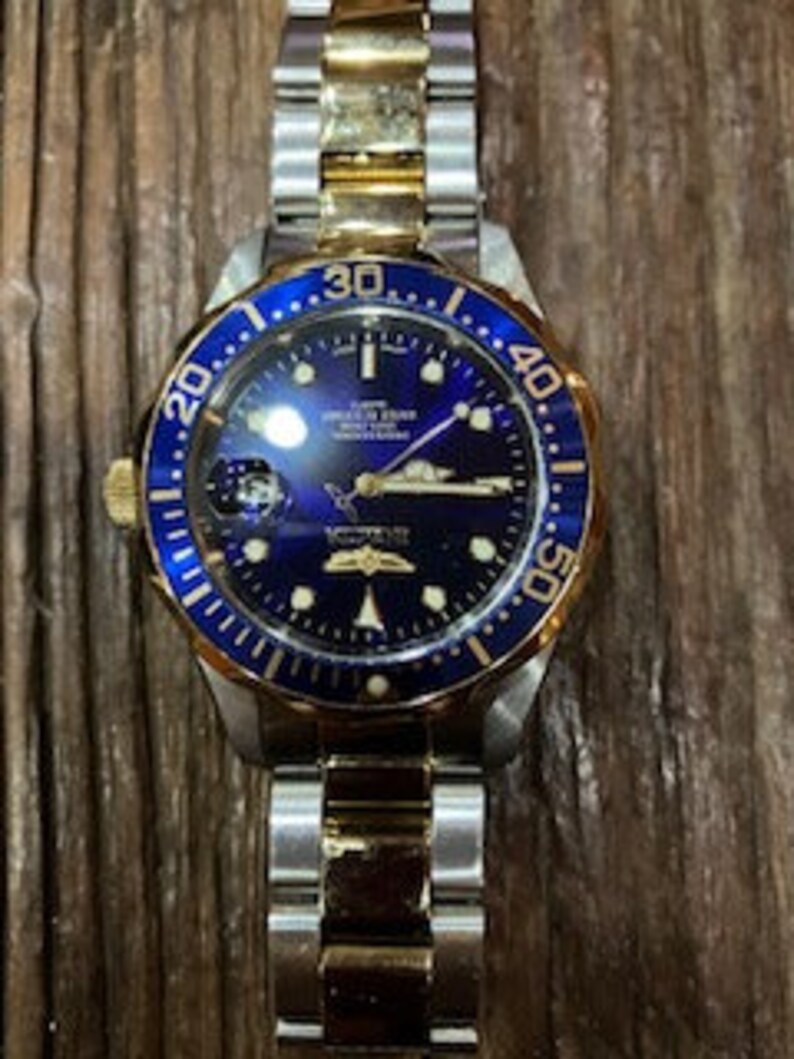 Mens Invicta, Pro Diver, Blue Face Watch - Etsy
