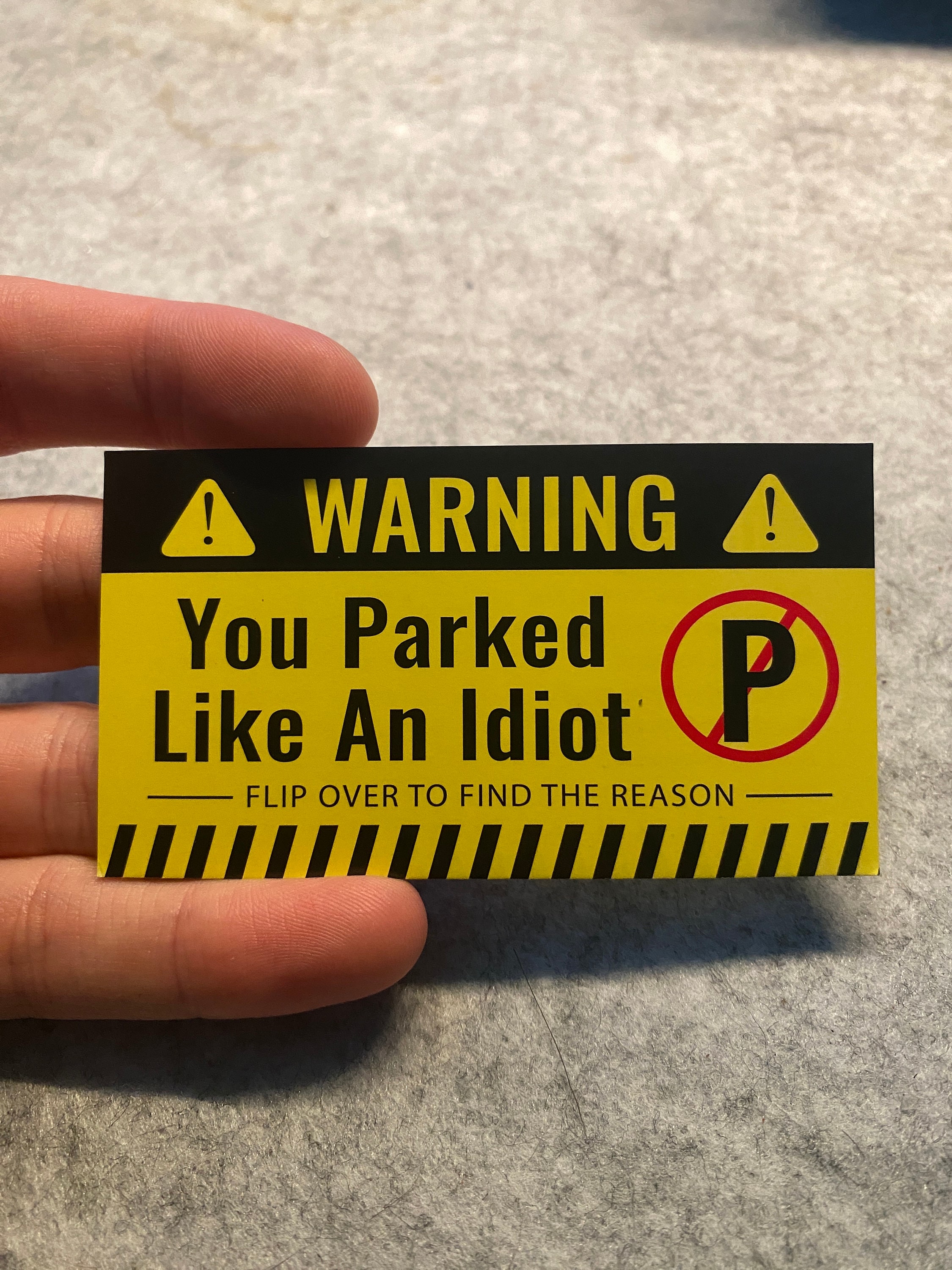 You Parked Like an Idiot Card (quantity X50) - Etsy