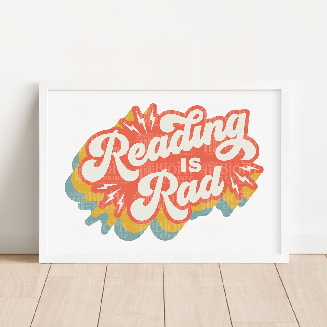 Reading is Rad | Instant Digital Download | Bookish Art | Library Print ...
