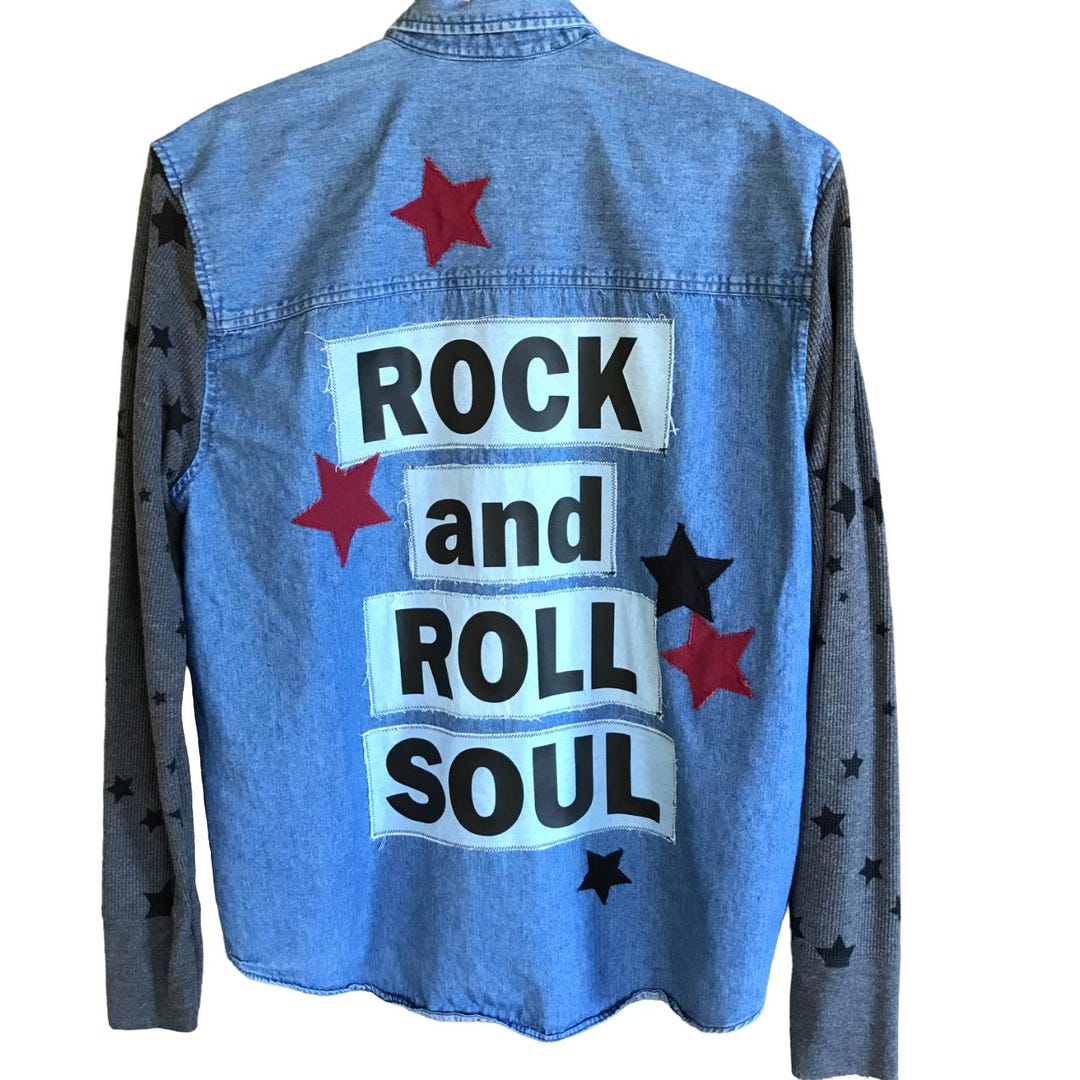 Upcycled Denim Jacket: Women's M, Rock and Roll Patches, Concert Shirt ...