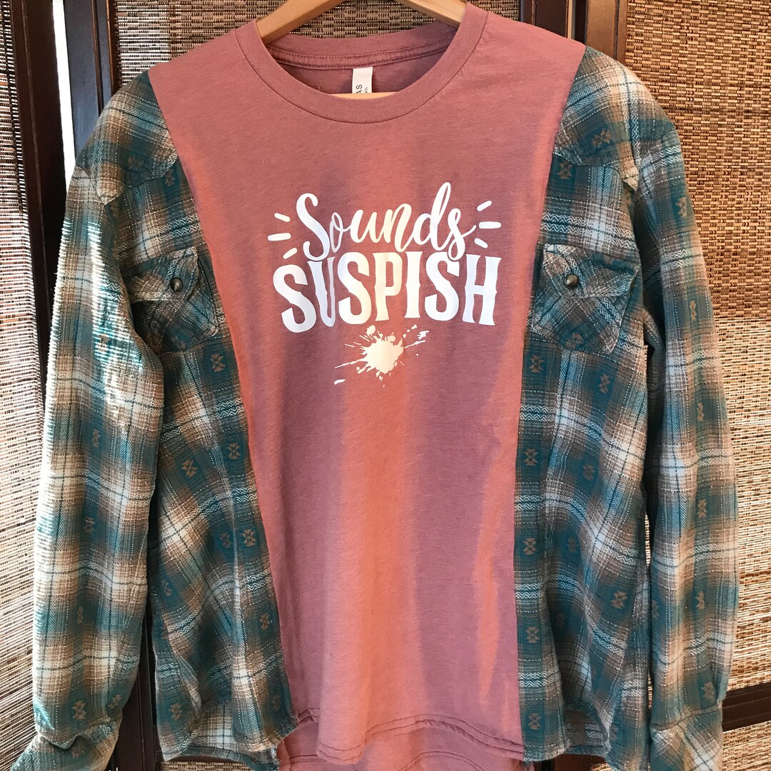 Reworked Flannel Tee Size S-M, Upcycled Oversized Graphic T-shirt ...