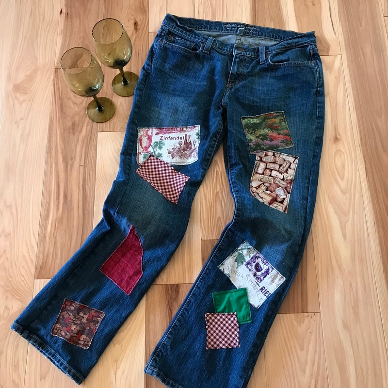 Patchwork Jeans for Women - Etsy