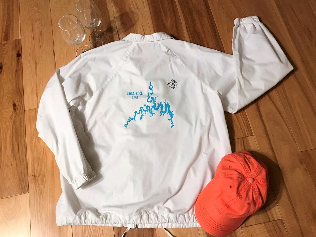 Upcycled Unisex White Jacket Table Rock Lake, Lightweight Cotton Jacket ...