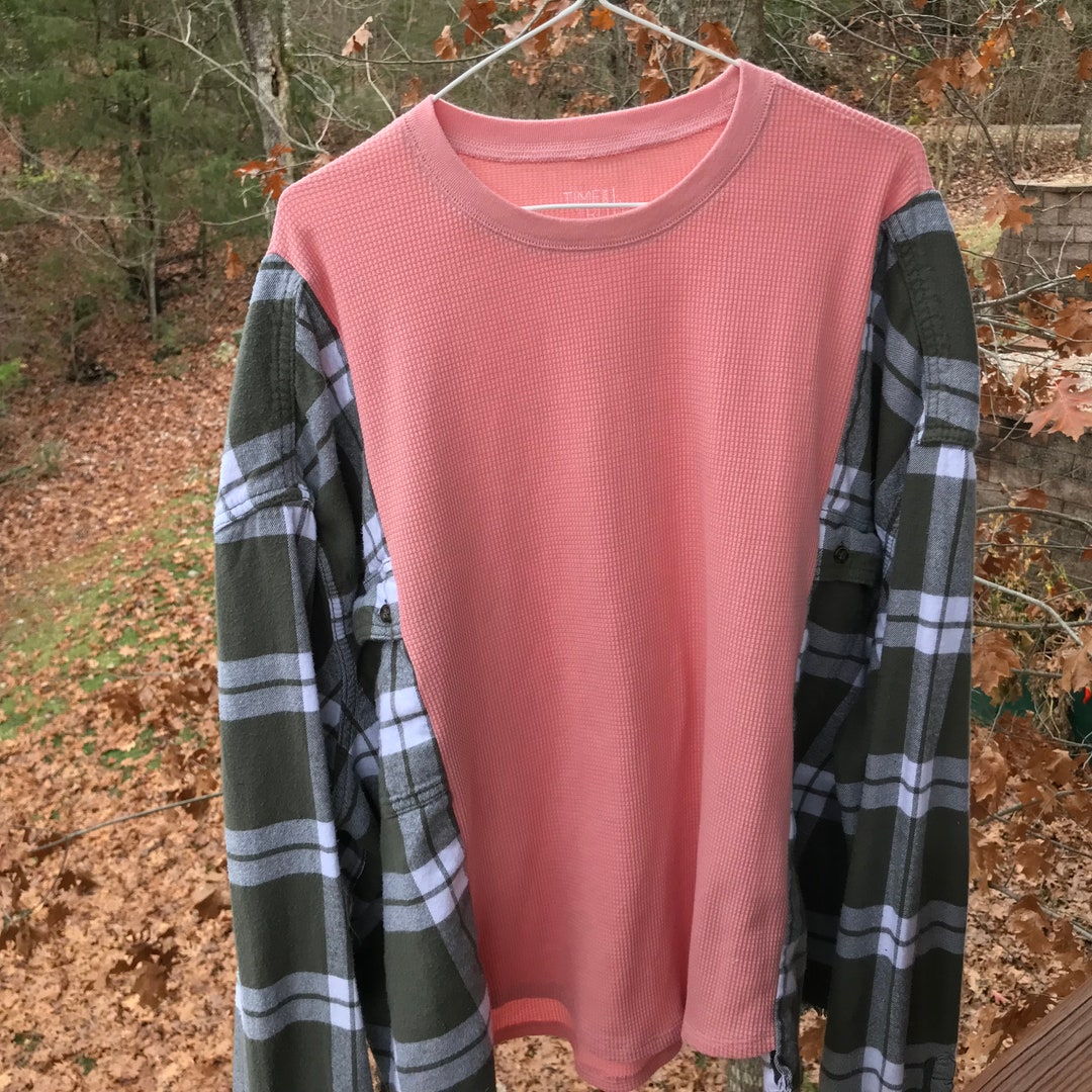 Reworked Flannel Tee Size L-2XL Upcycled Oversized Waffle - Etsy