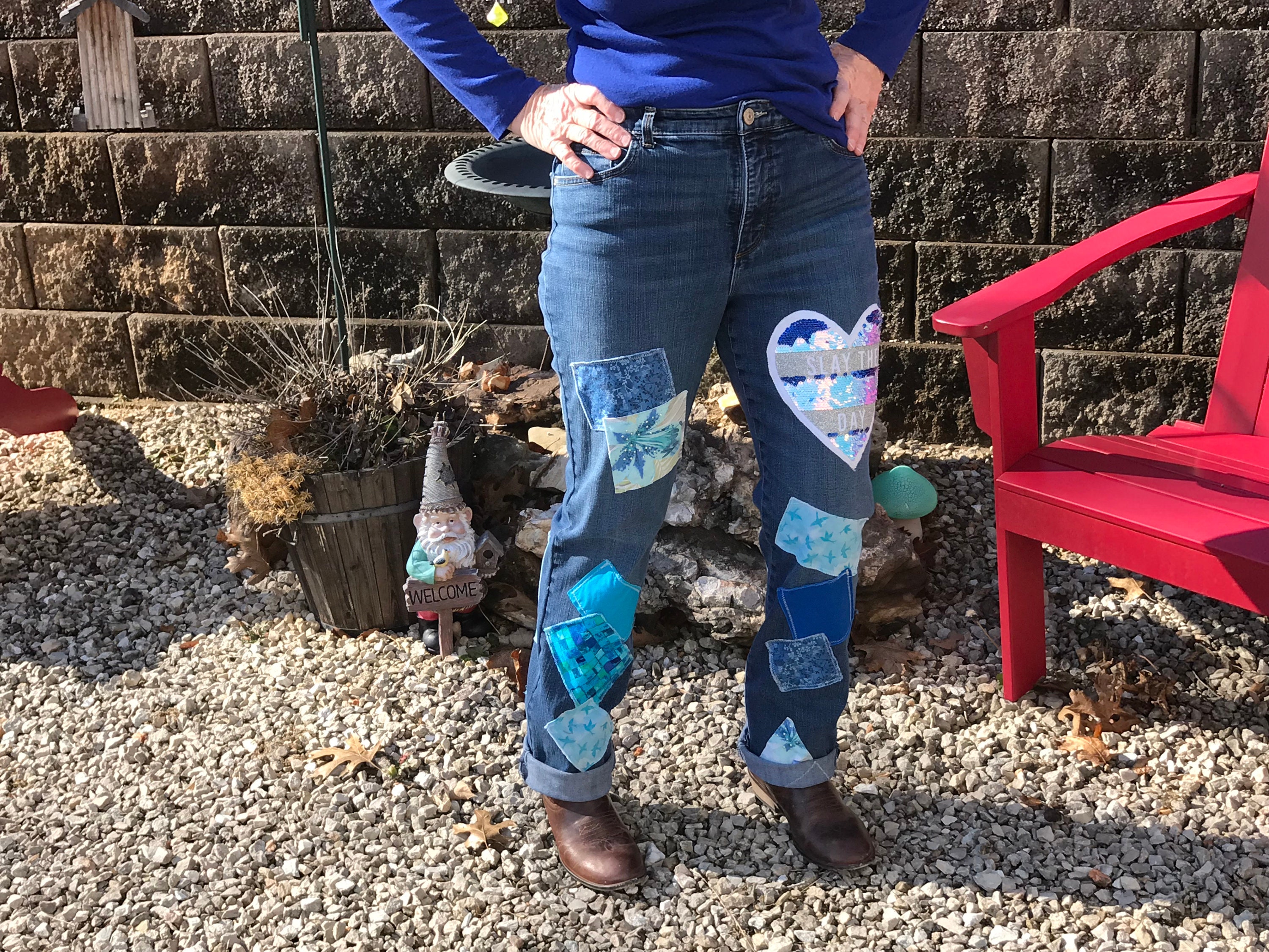 Boho Hippie Upcycled Patchwork Jeans Women's Size 6, Handmade Decorated ...