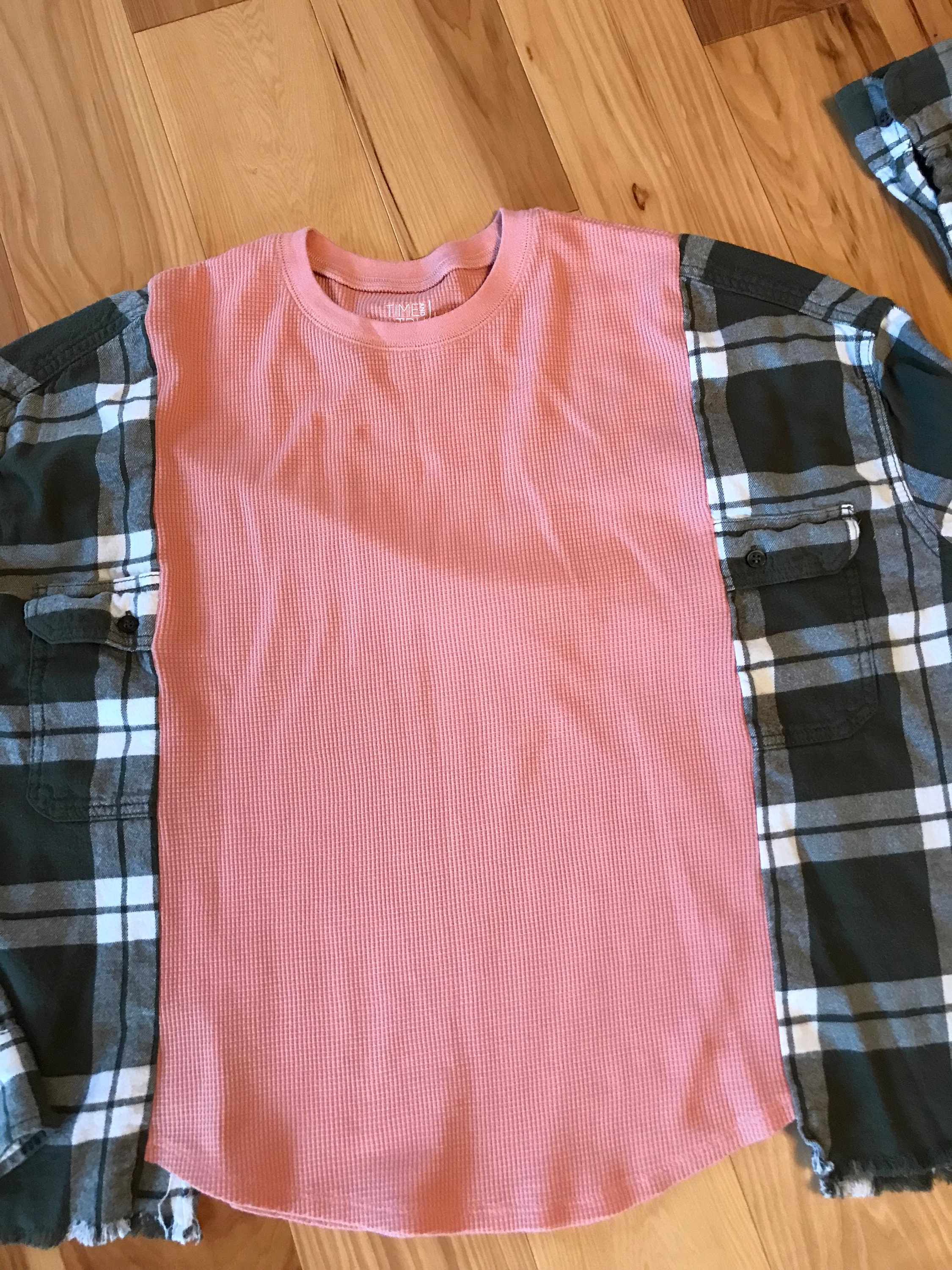 Reworked Flannel Tee Size L-2XL Upcycled Oversized Waffle - Etsy