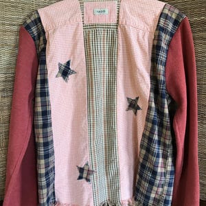 Mixed Print Button-down Shirt for Fall | Oversized Spliced Shirt ...