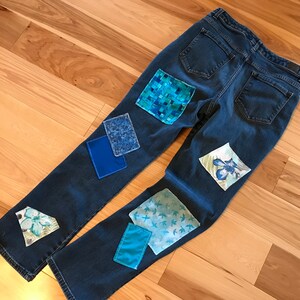 Boho Hippie Upcycled Patchwork Jeans Women's Size 6, Handmade Decorated ...