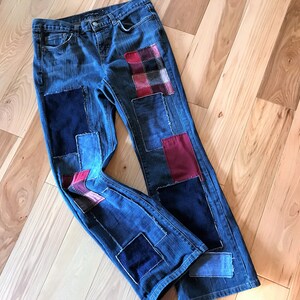 Reworked Denim and Plaid Patch Jeans Size 10 Calvin Klein - Etsy