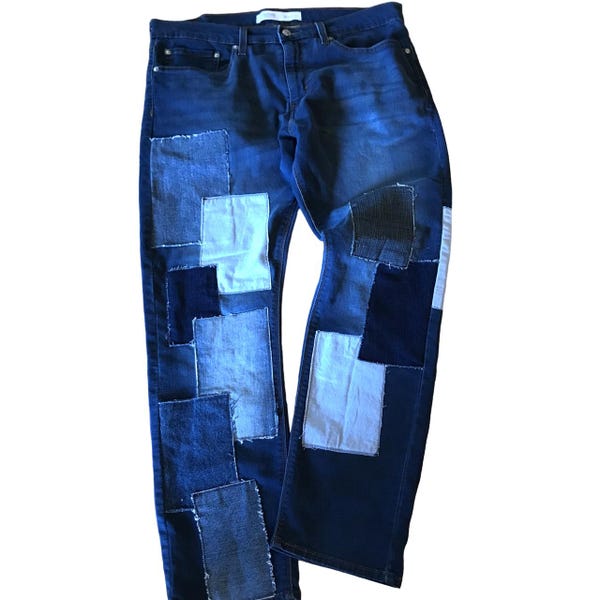 Men Patchwork Jeans - Etsy