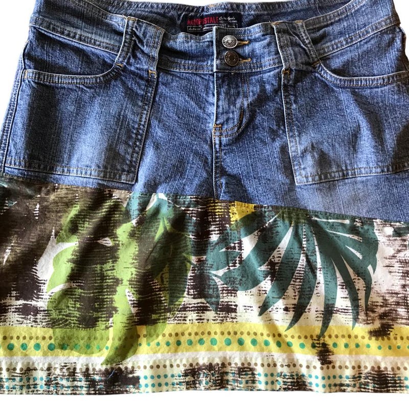 Upcycled Denim Skirt - Etsy